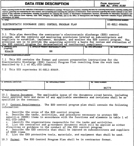 Electrostatic Discharge (ESD) Control Program Plan | SE Goldmine
